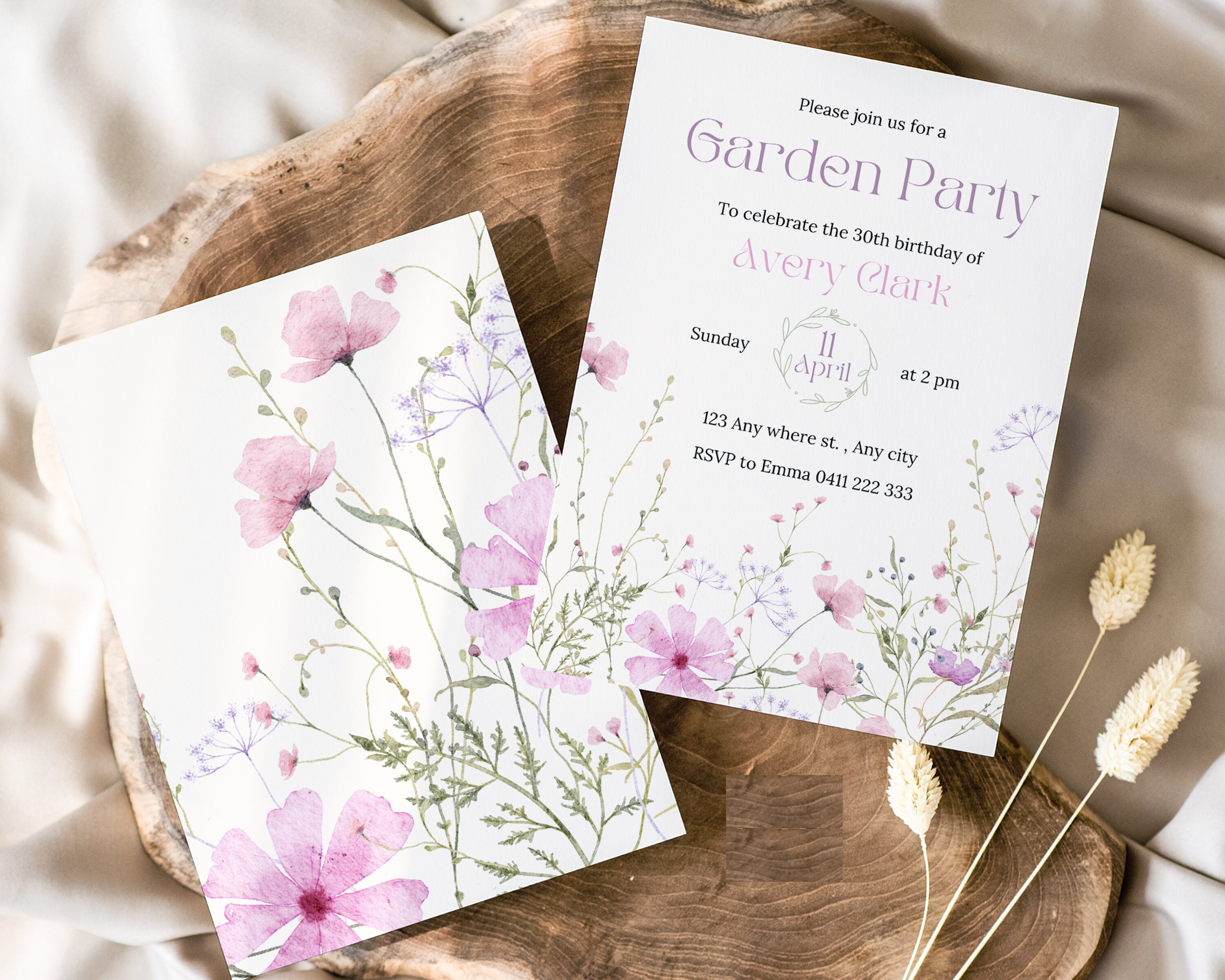 Spring Wildflower Birthday Invitation, Pastel Floral Invite 30th, Wild ...