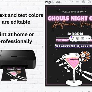 Ghouls Night Out Halloween Invitation, Printable Invite Halloween Party ...