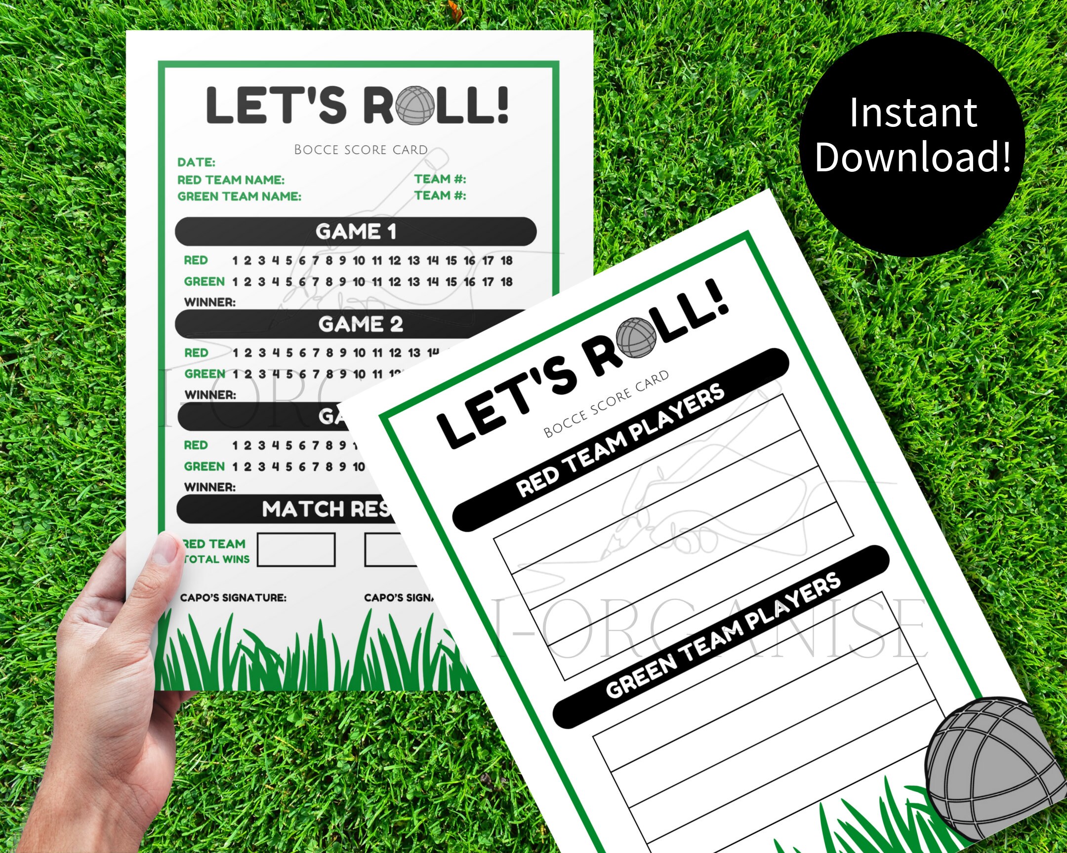 Printable Bocce Scorecards, Bocce Score Cards, Bocce Ball Game ...