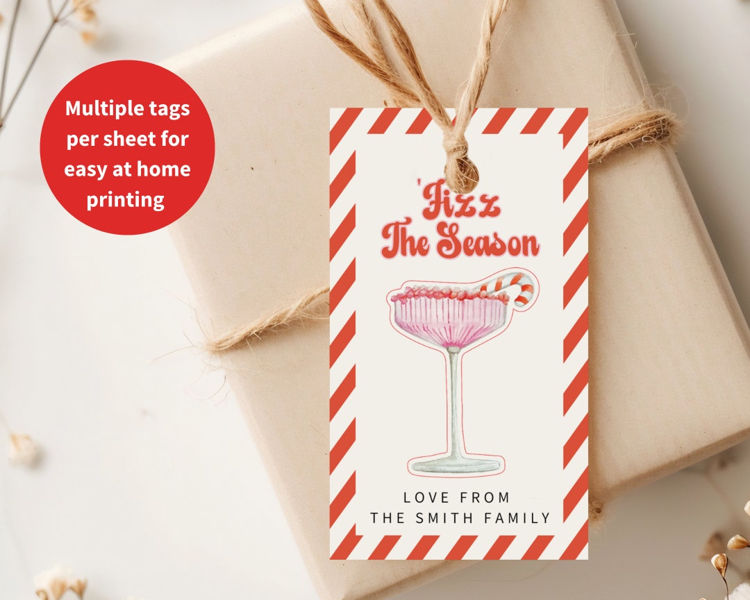 Wine Christmas Gift Tag, Printable Christmas Tag, Holiday Gift Tag ...