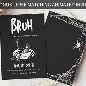 BRUH Summer Halloween Party Invitation, Summerween Party Invite, Boys ...