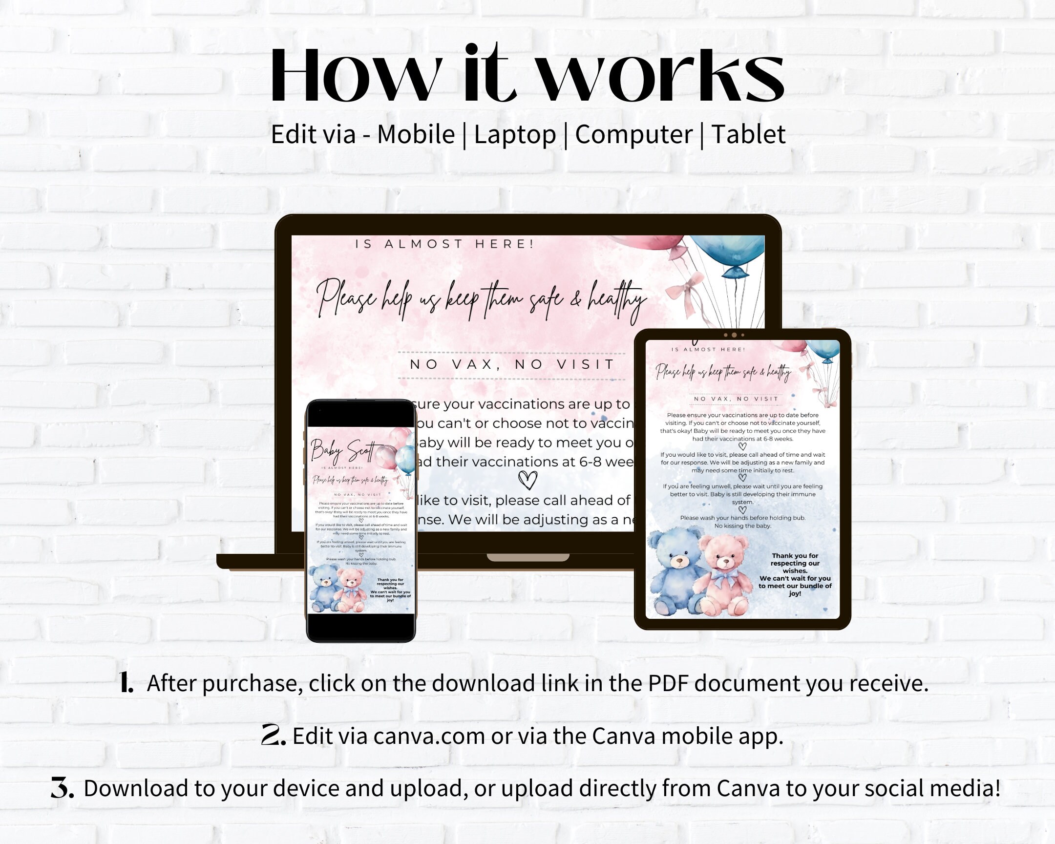 EDITABLE Newborn Rules Digital Template, Newborn Visiting Rules, Baby ...