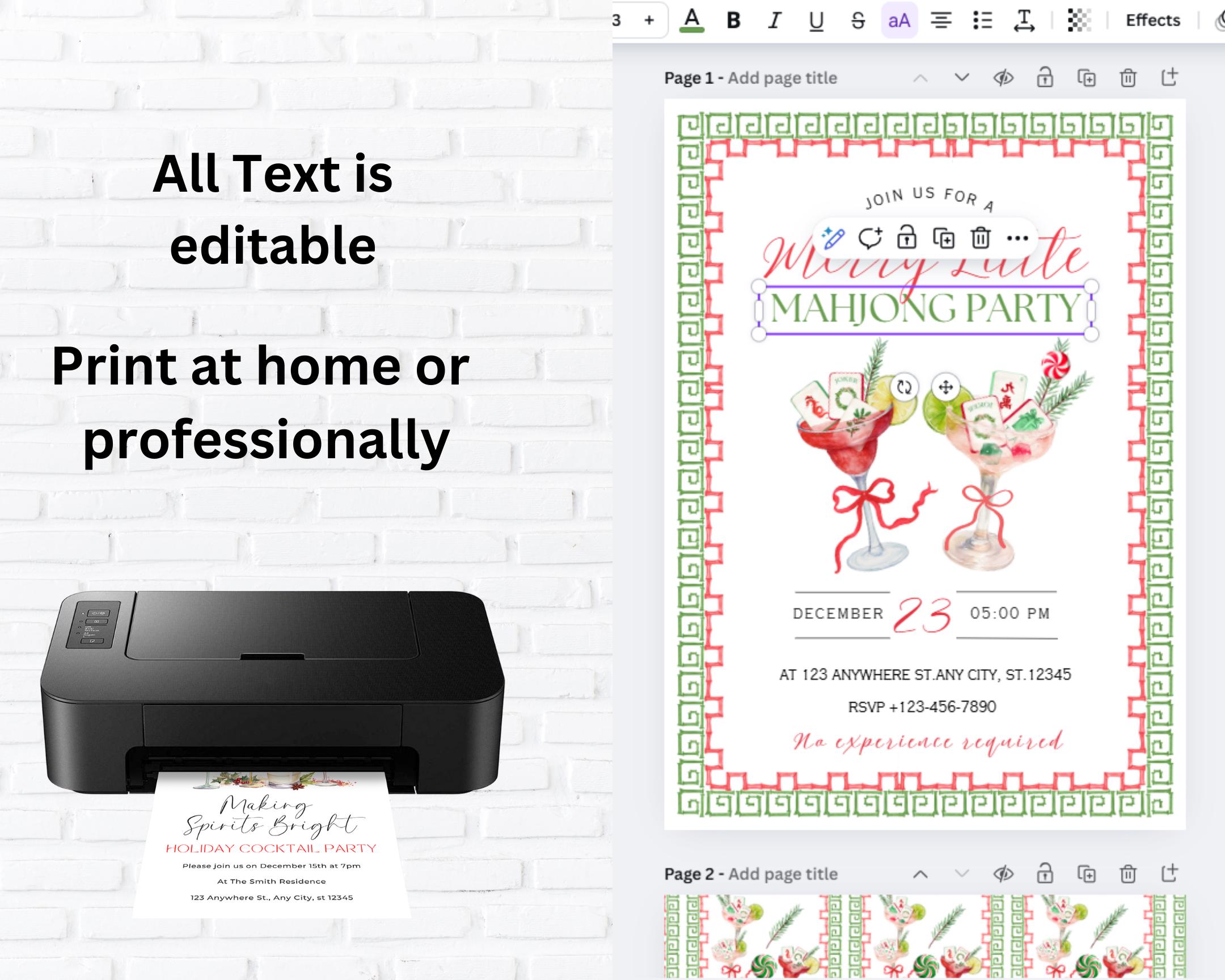 Christmas Mahjong Night Invitation, Mahjongg Party, Mahjong Party ...