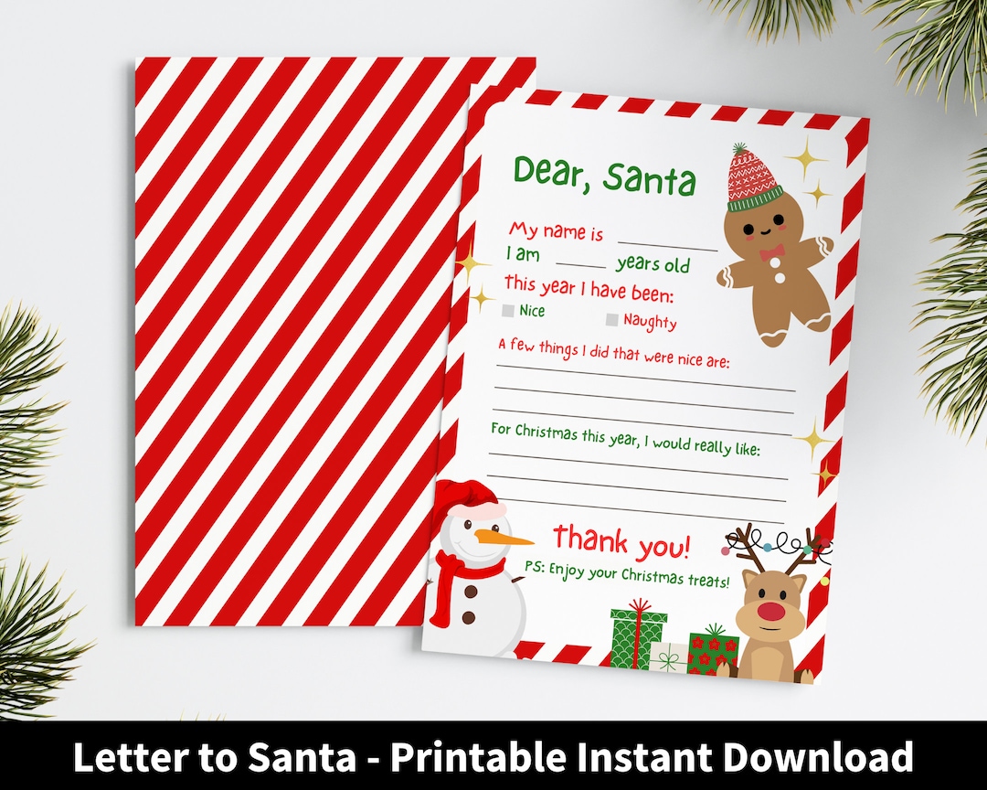 Editable Kids Letter to Santa Claus, Childrens Christmas Printable ...