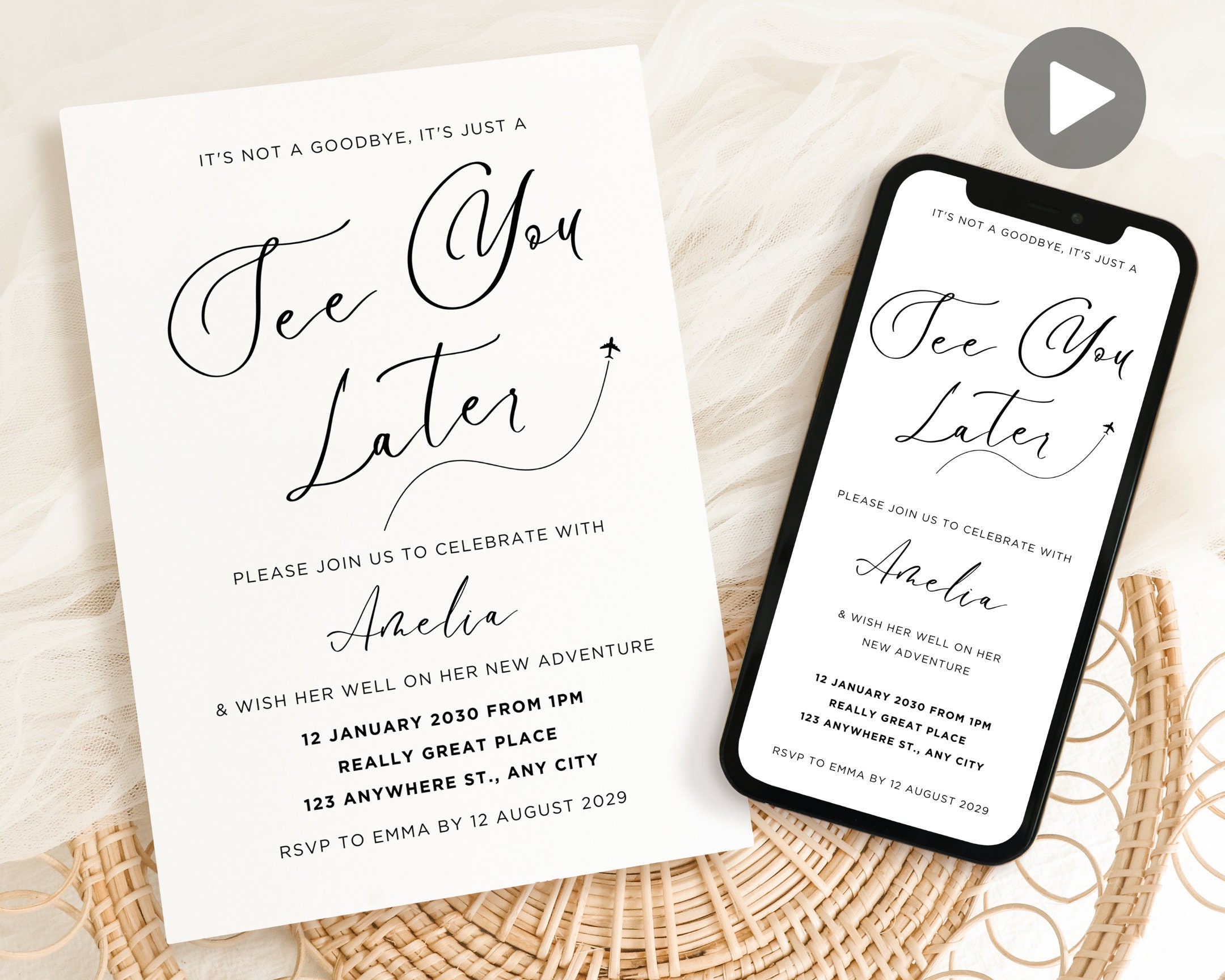 Editable Farewell Party Invitation, Animated Goodbye Party Printable ...