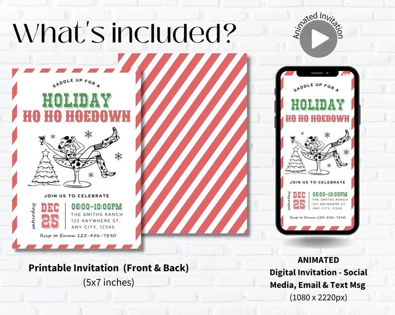 Christmas Hoedown Invitation, Holiday Hoedown Invitation Template Ho Ho ...