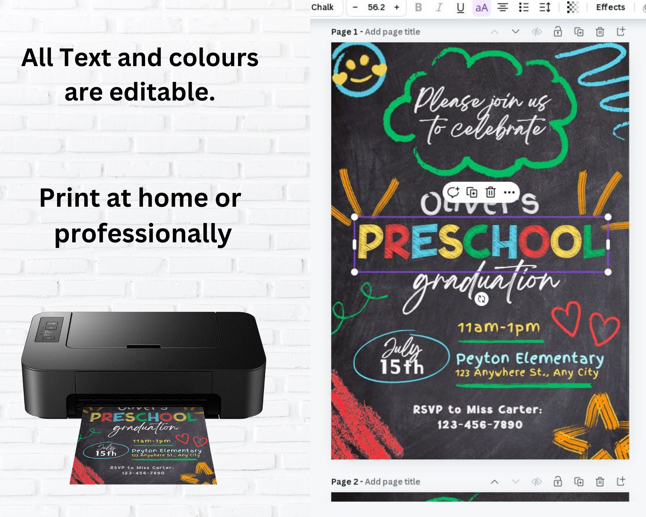 Editable Preschool Graduation Invitation, Prek Announcement Party ...