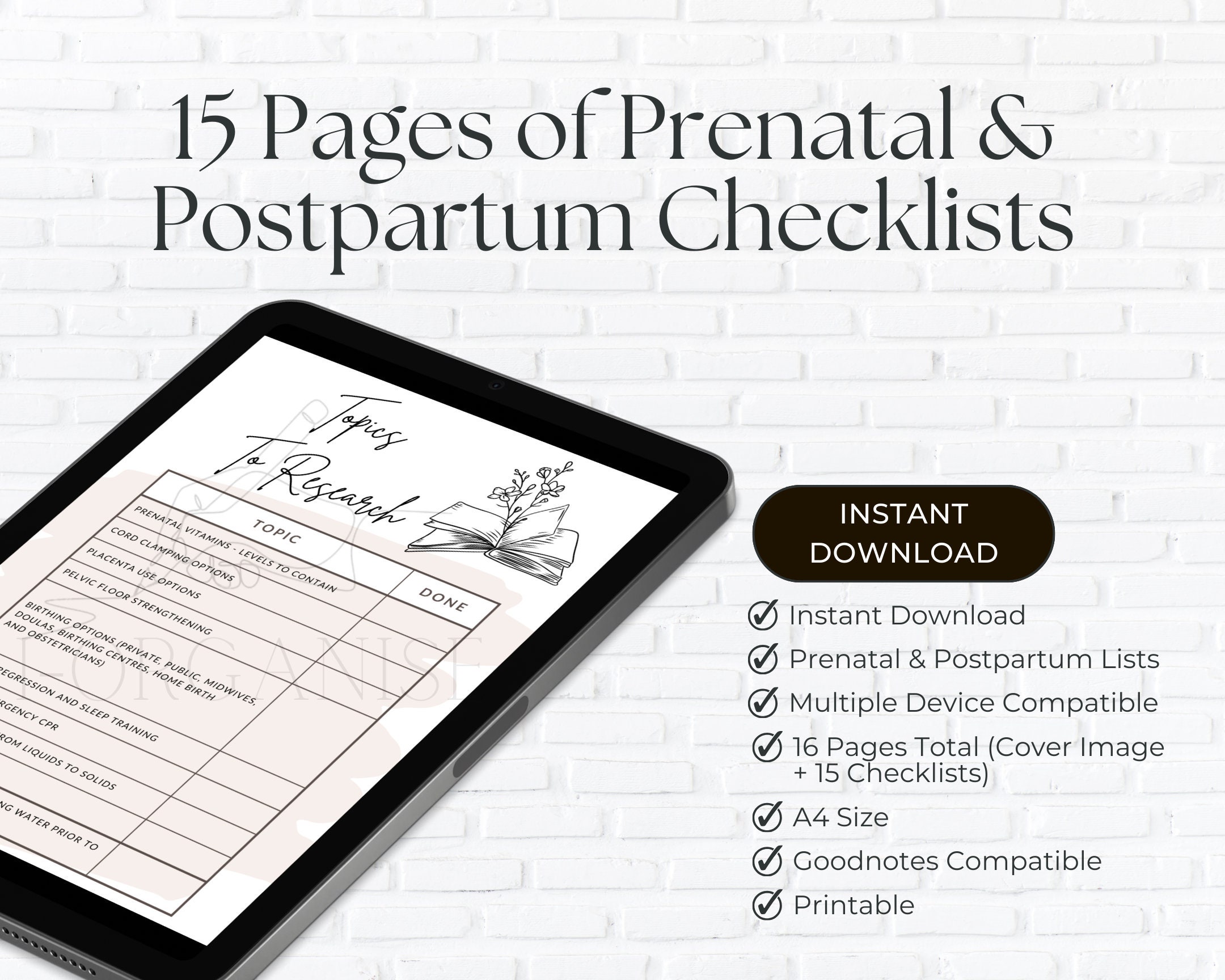 Prenatal Pregnancy Planner Checklists, Birth Plan Template, Pregnancy ...