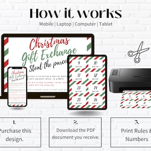 Christmas Secret Santa Gift Exchange Rules, Printable Christmas Game, Gift Swap Parcel Game ...