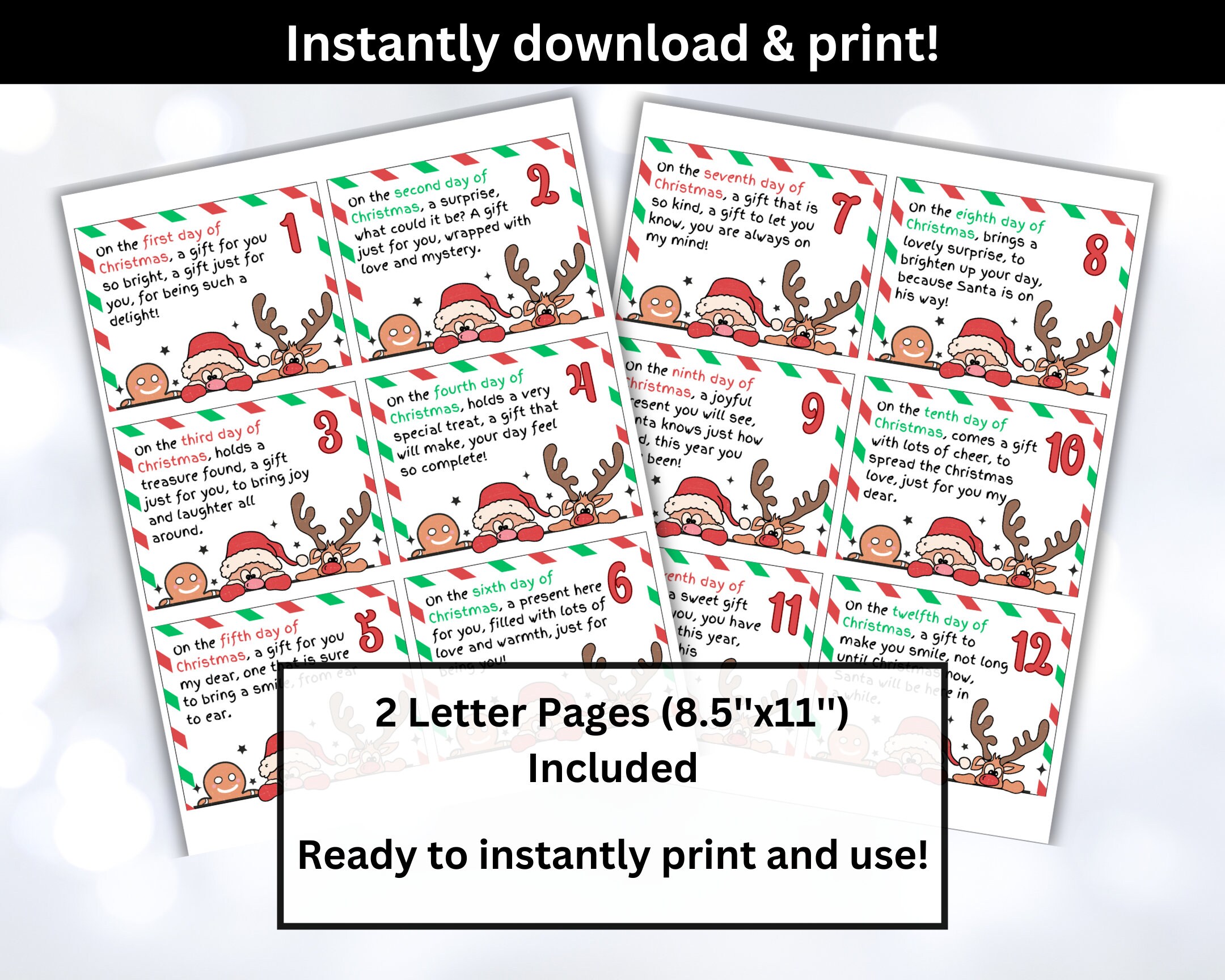 Editable 12 Days of Christmas Gift Tags, Printable Gift Tags for ...