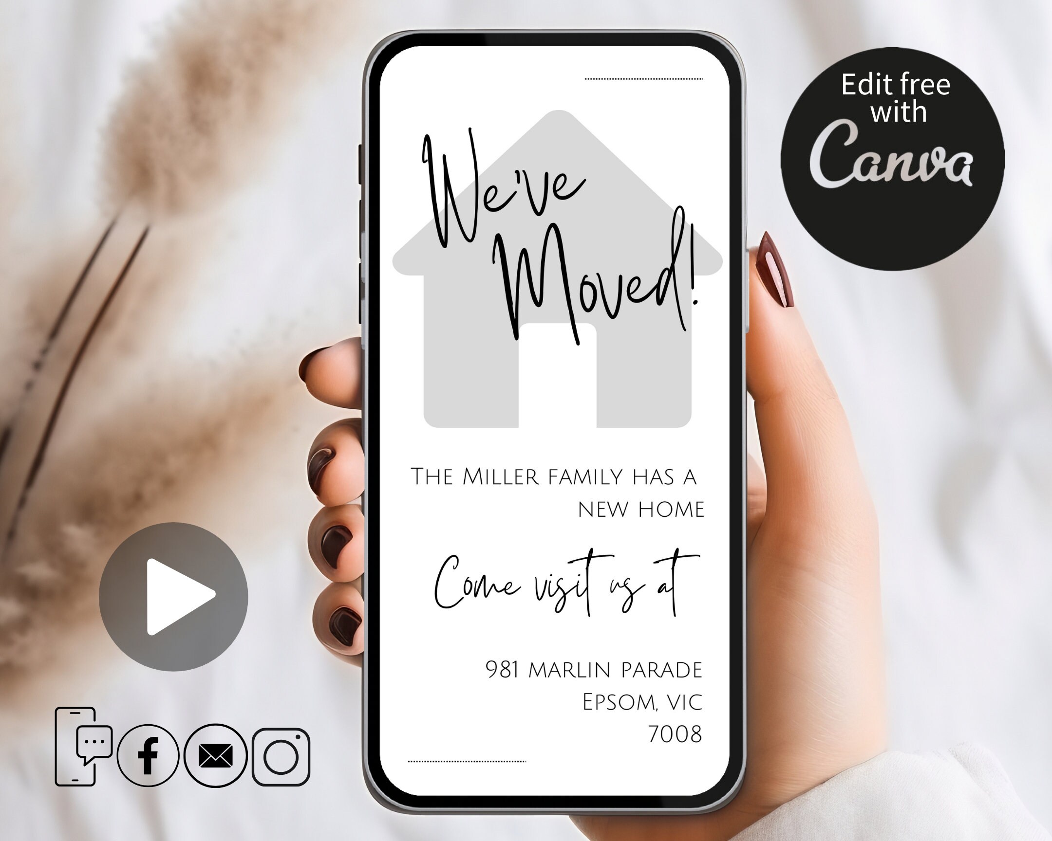 EDITABLE We've Moved House Template Digital, New Address, We Have Moved ...