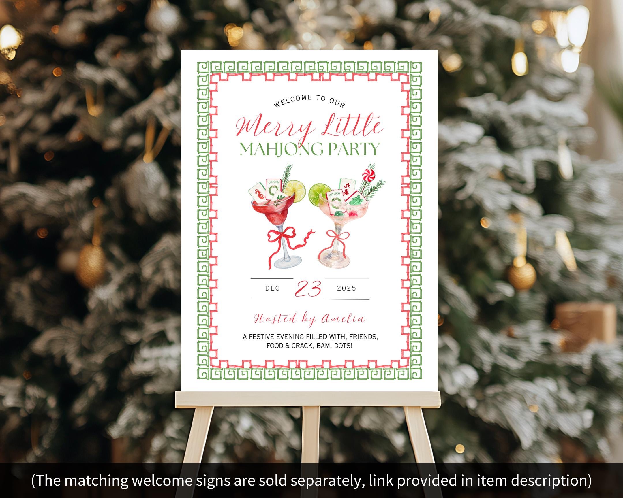 Christmas Mahjong Night Invitation, Mahjongg Party, Mahjong Party ...