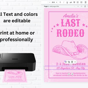 Last Rodeo Bachelorette Party Invitation Pink, Western Bachelorette ...