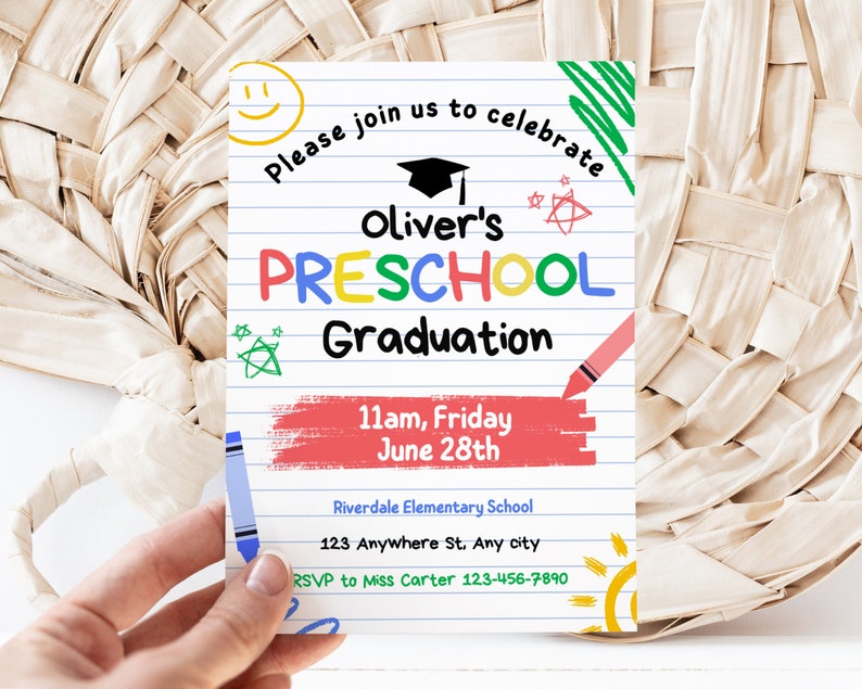 Editable Preschool Graduation Invitation, Prek Announcement Party ...