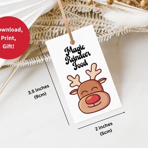 Printable Magic Reindeer Food Label Tag, Christmas Gift Tag, Reindeer ...