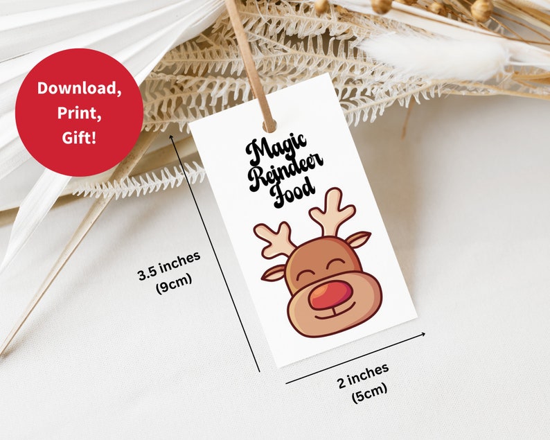 Printable Magic Reindeer Food Label Tag, Christmas Gift Tag, Reindeer ...