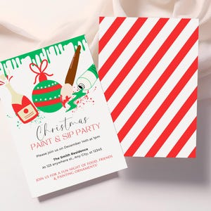 Christmas Paint & Sip Invitation Template, Christmas Paint Party ...