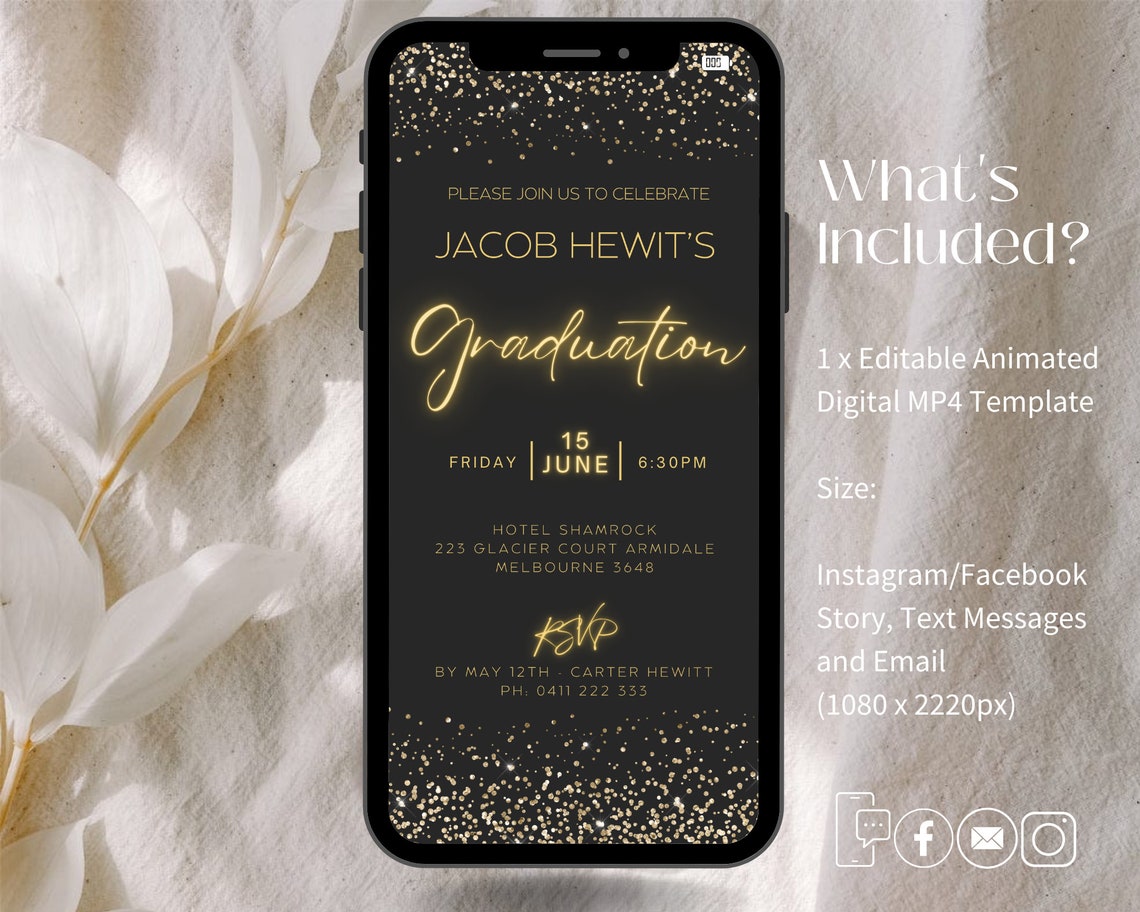 Digital Graduation Party Invitation, Graduation Invitation Template ...