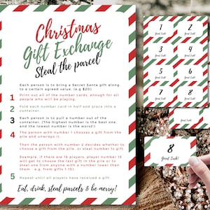 Christmas Secret Santa Gift Exchange Rules, Printable Christmas Game, Gift Swap Parcel Game ...