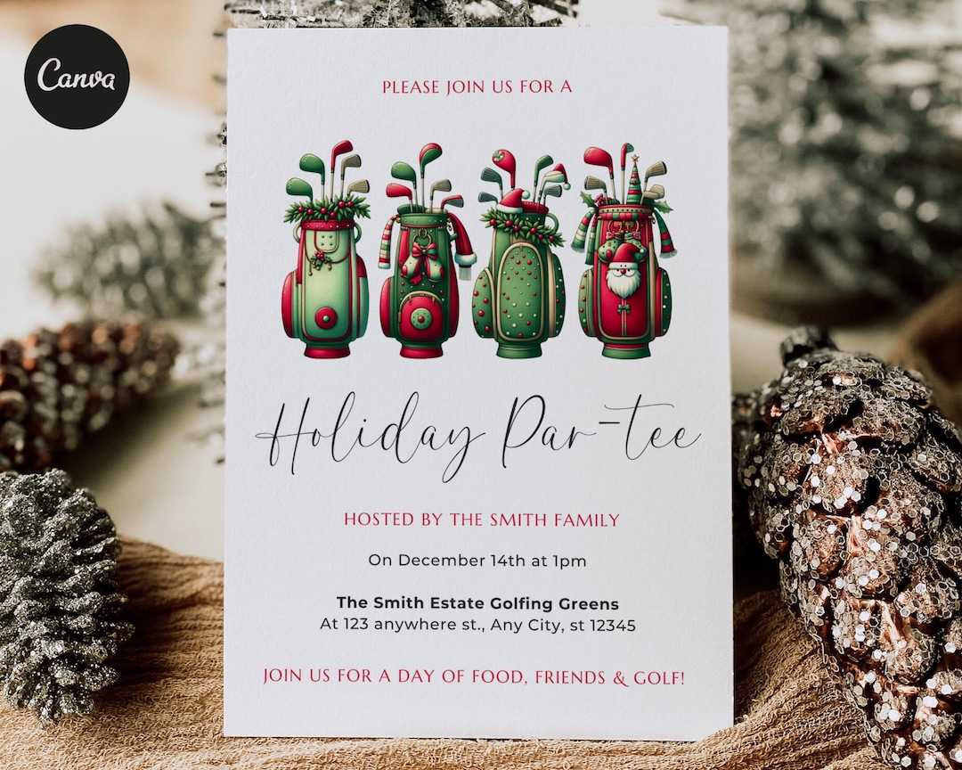 Golf Party Christmas Invitation, Golf Day Christmas Party Invitation ...