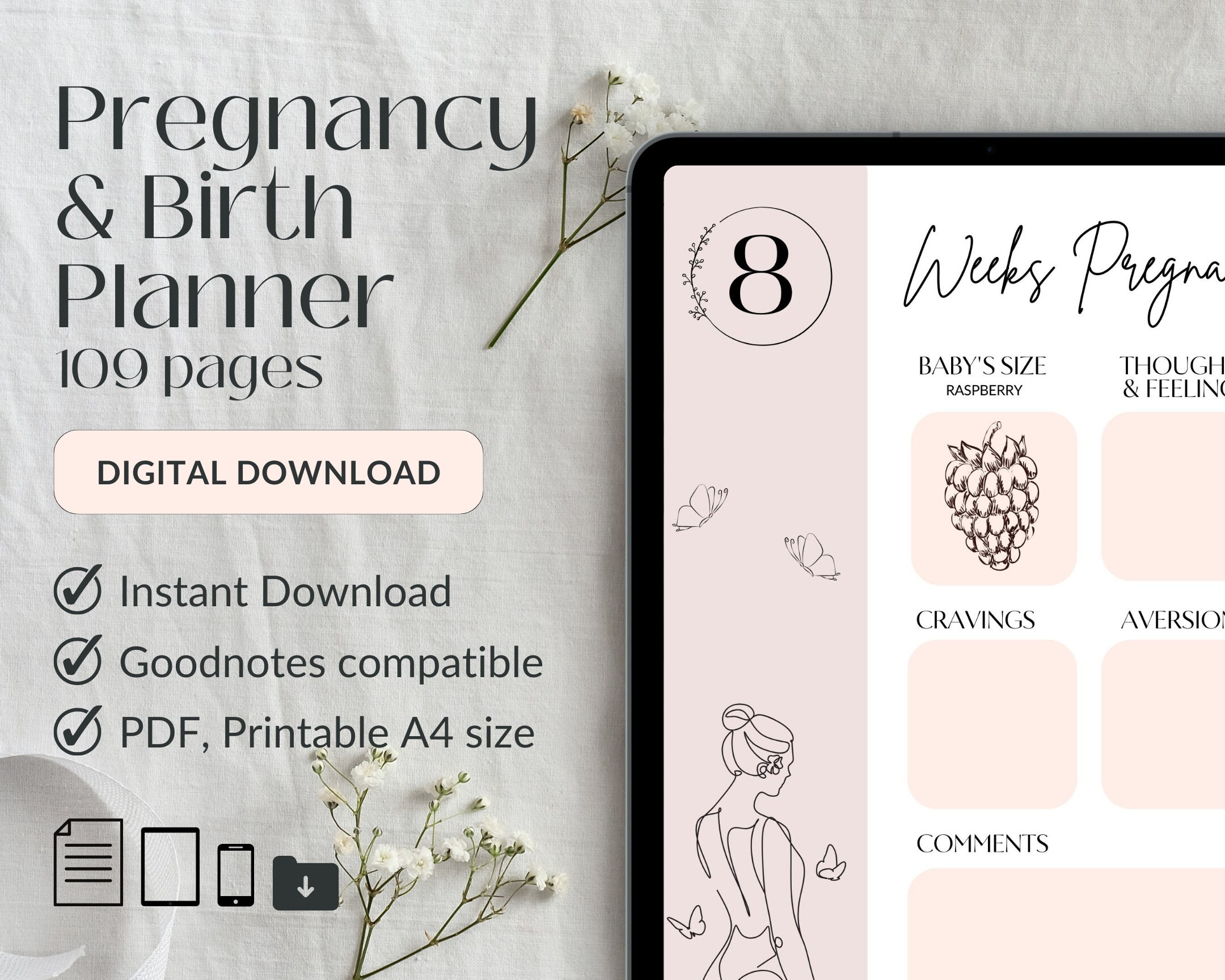 Prenatal Pregnancy Planner Checklists, Birth Plan Template, Pregnancy ...