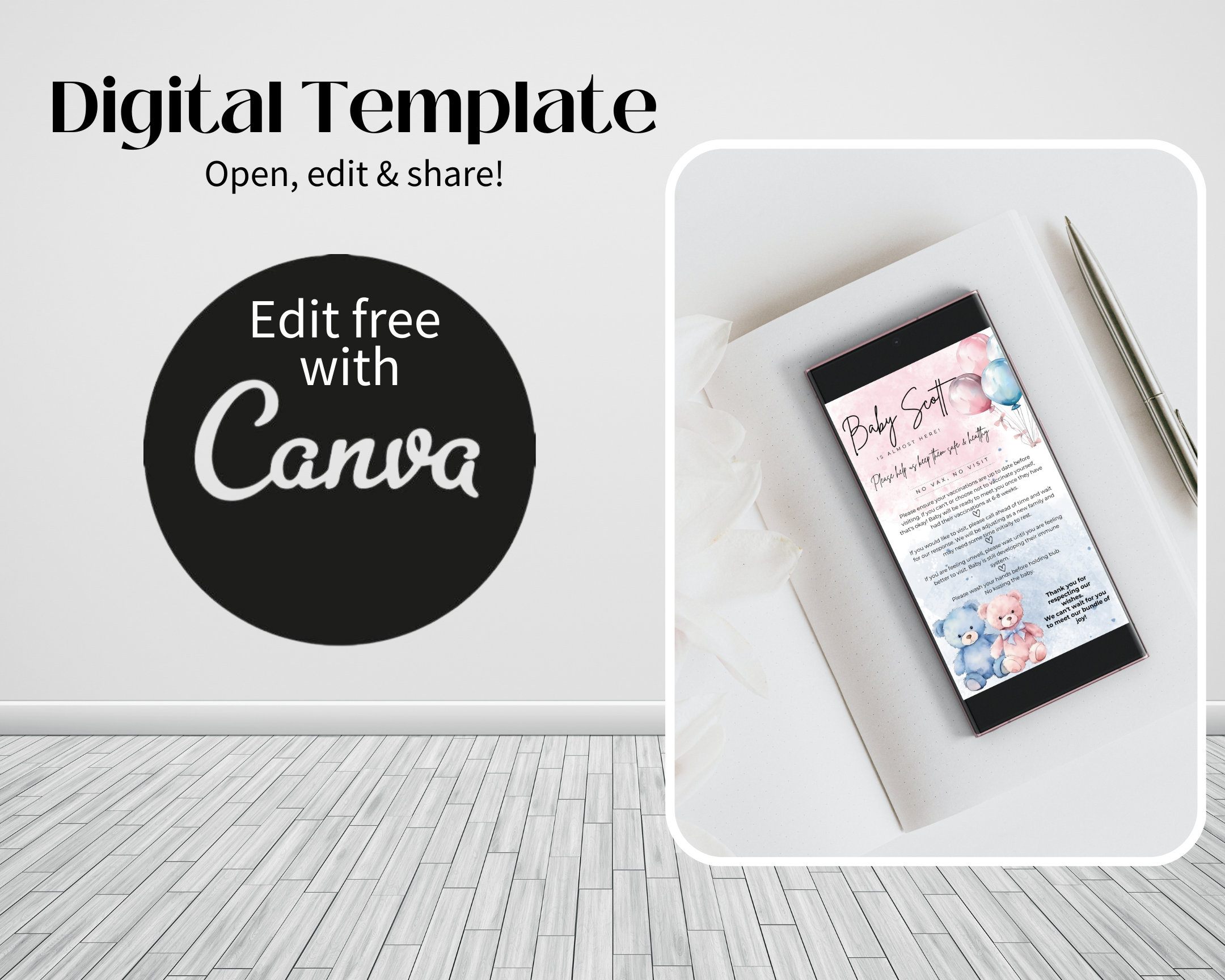 EDITABLE Newborn Rules Digital Template, Newborn Visiting Rules, Baby ...