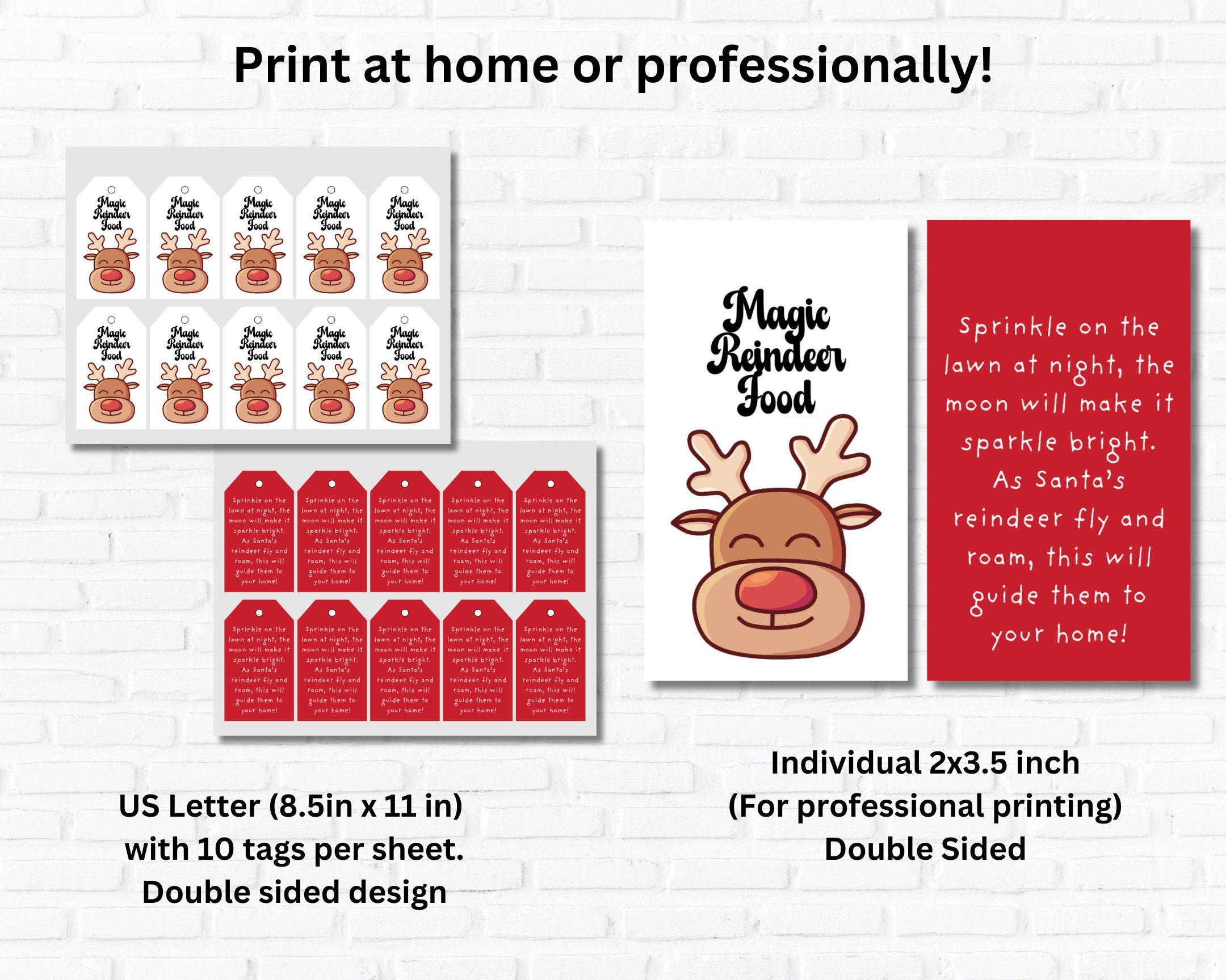 Printable Magic Reindeer Food Label Tag, Christmas Gift Tag, Reindeer ...