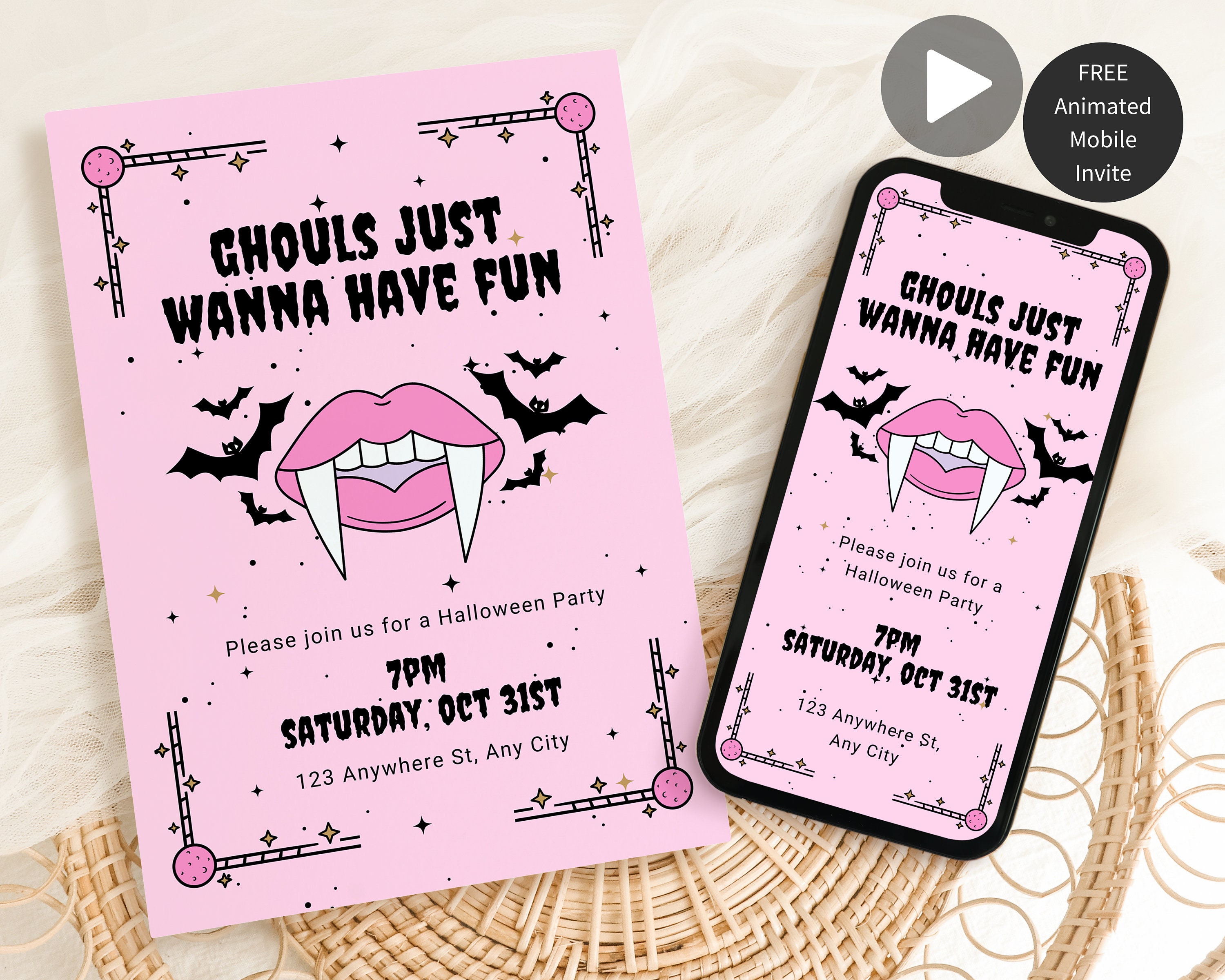 Ghouls Night Out Halloween Invitation, Printable Invite Halloween Party ...