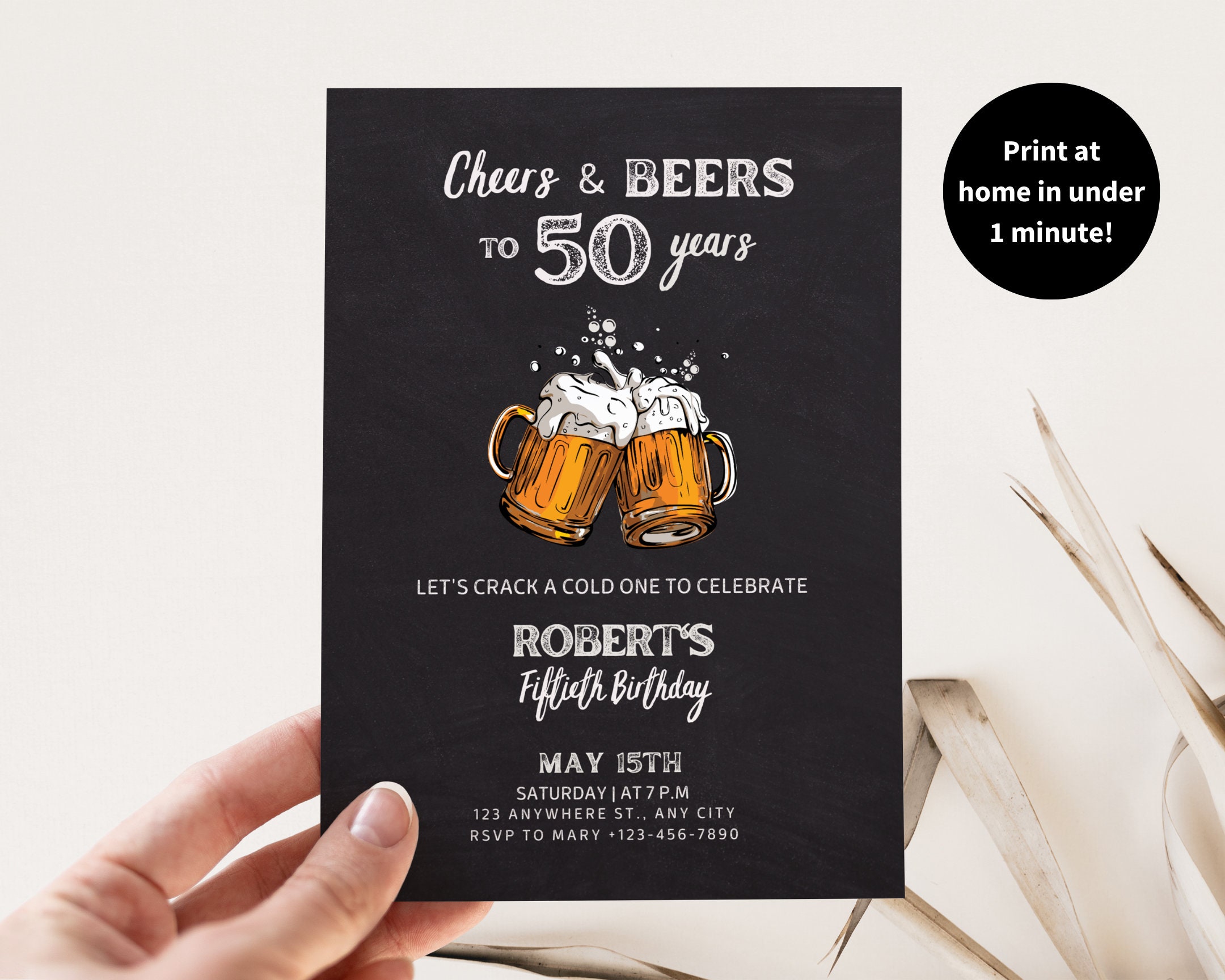 Cheers and Beers Birthday Party Invitation, Printable Invite & Digital ...