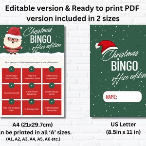 Office Christmas Game, Printable Christmas Bingo Game, Office Holiday ...
