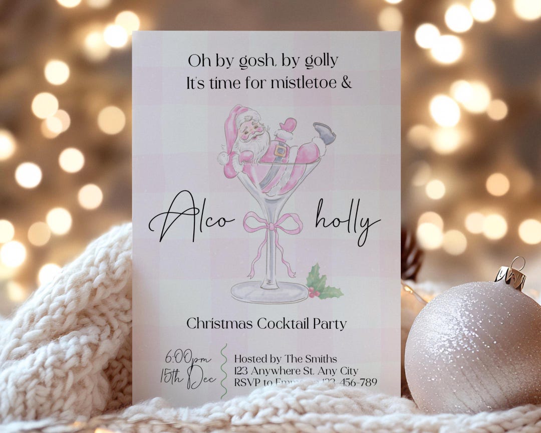 Alcoholly Christmas Invitation Template, Funny Christmas Invite ...
