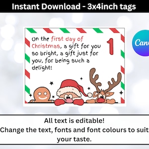 Editable 12 Days of Christmas Gift Tags, Printable Gift Tags for ...