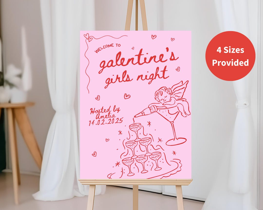 Galentines Welcome Sign, Galentines Day Welcome Poster for Valentines ...