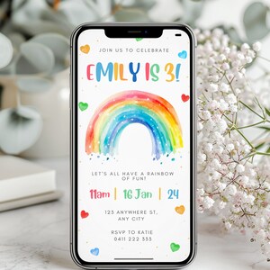 Rainbow Birthday Invitation Colorful Pastel Rainbow Party Invite 5x7 ...