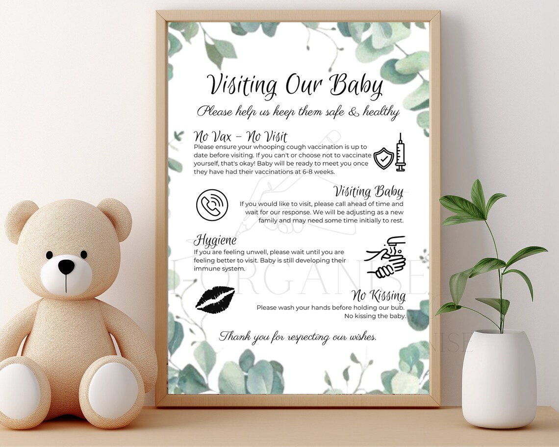 Editable Newborn Rules for Visiting Baby, New Baby Rules Printable, No ...