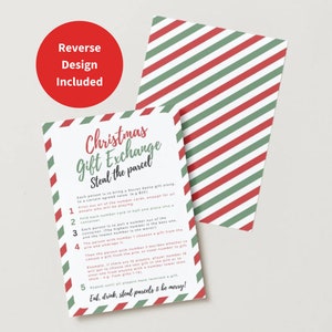 Christmas Secret Santa Gift Exchange Rules, Printable Christmas Game, Gift Swap Parcel Game ...