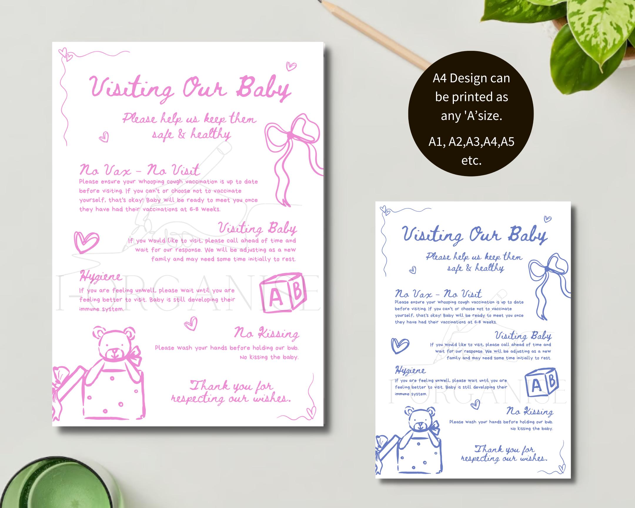 Editable Newborn Rules for Visiting Baby, New Baby Rules A4 & US Letter ...