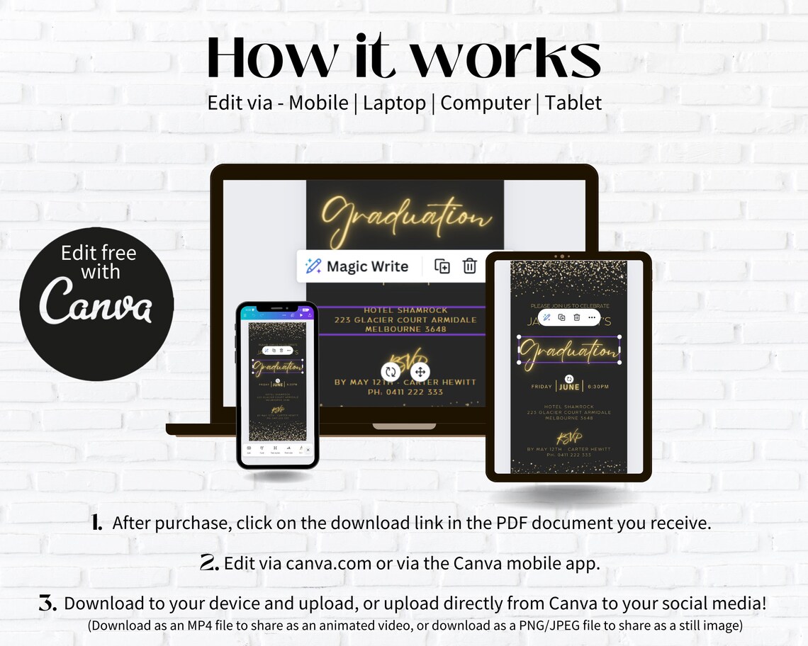 Digital Graduation Party Invitation, Graduation Invitation Template ...