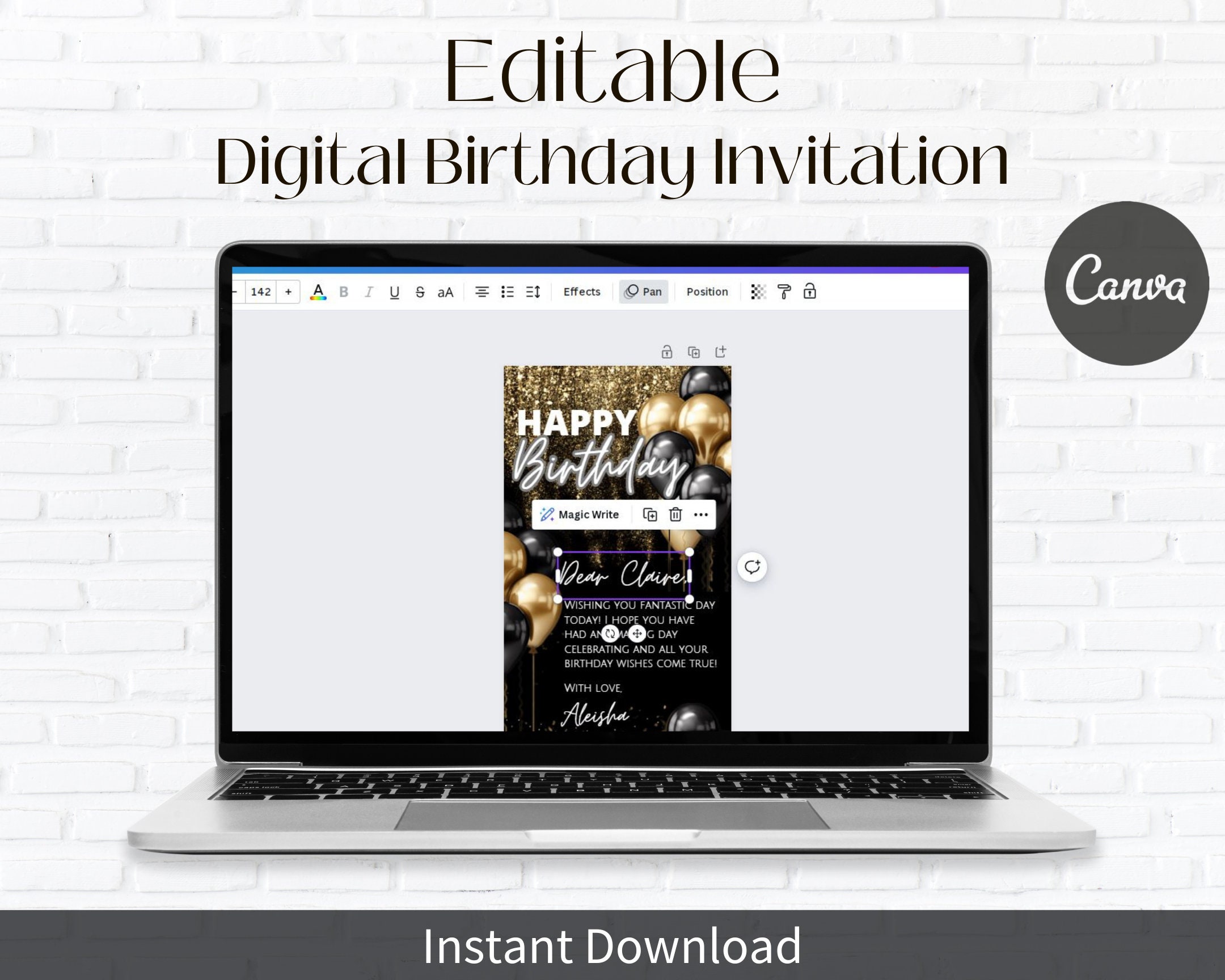 EDITABLE Birthday E-card Animated, Digital Birthday Card, Electronic ...