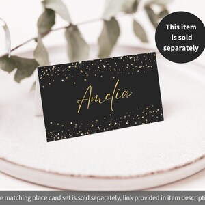 6 Table Signs Template Bundle Black Gold Glitter 5x7 & A4, Elegant ...