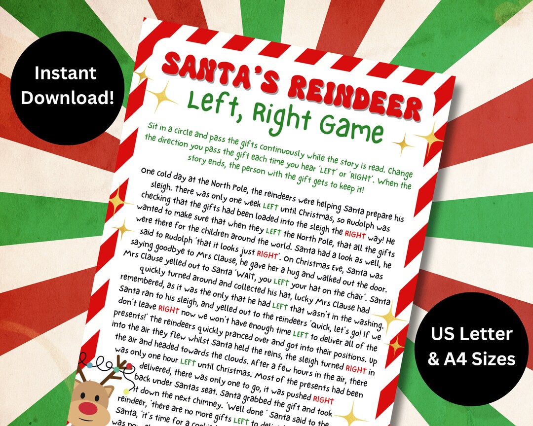Christmas Left Right Game Christmas Classroom Game Gift Exchange Game ...