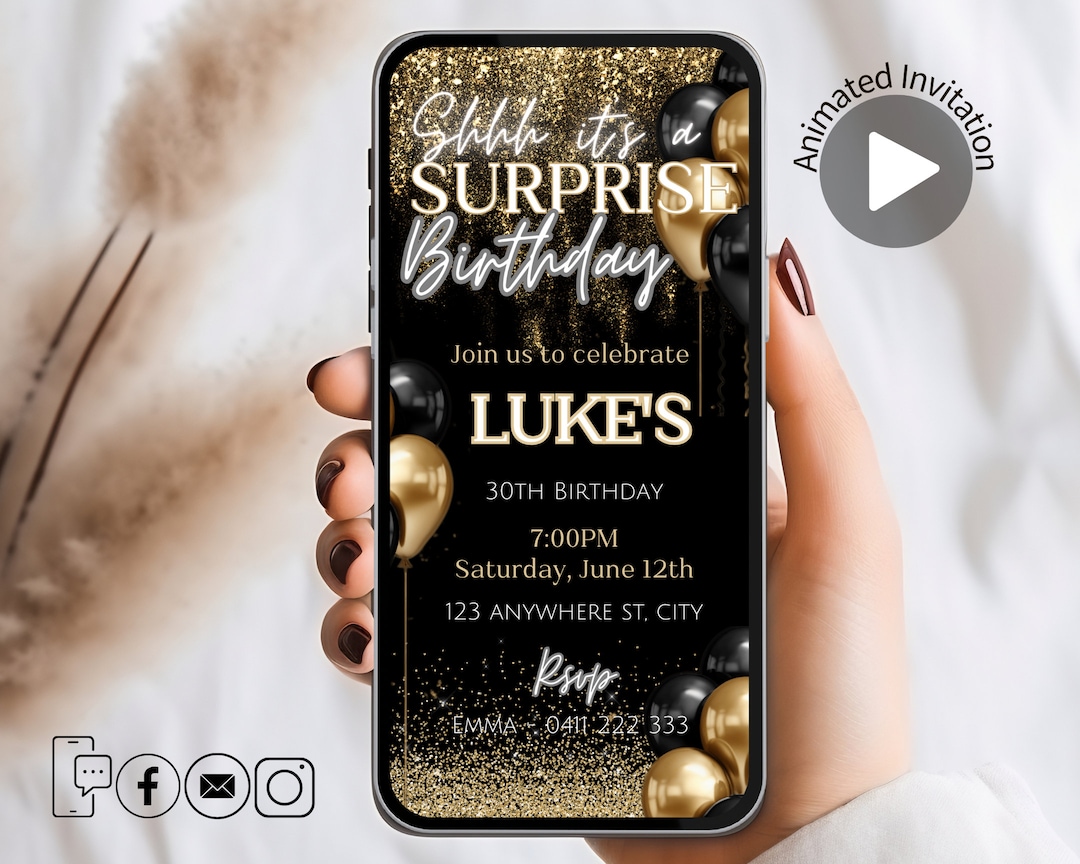 EDITABLE Surprise Party Invitation, Birthday Invitation, Digital ...