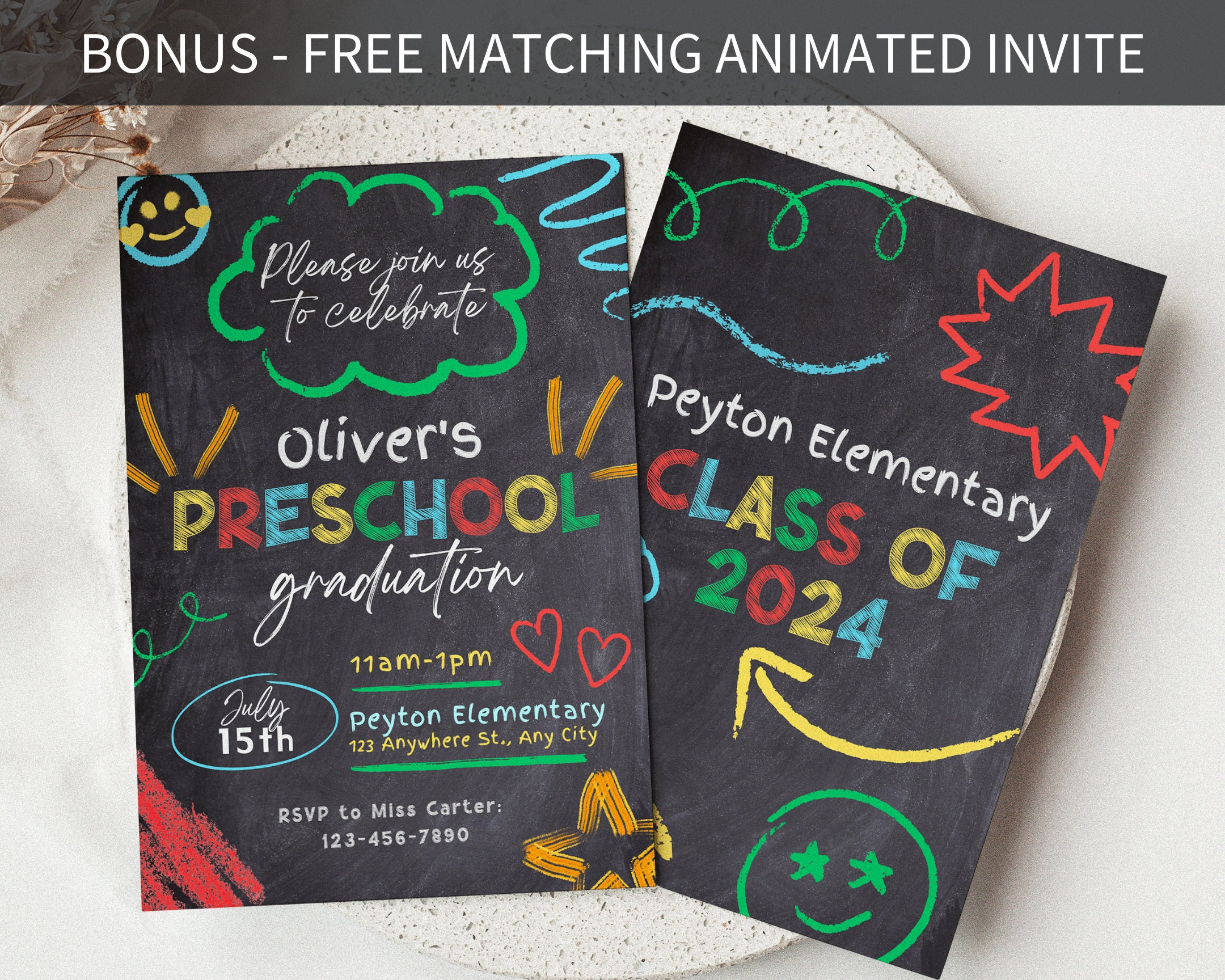 Editable Preschool Graduation Invitation, Prek Announcement Party ...