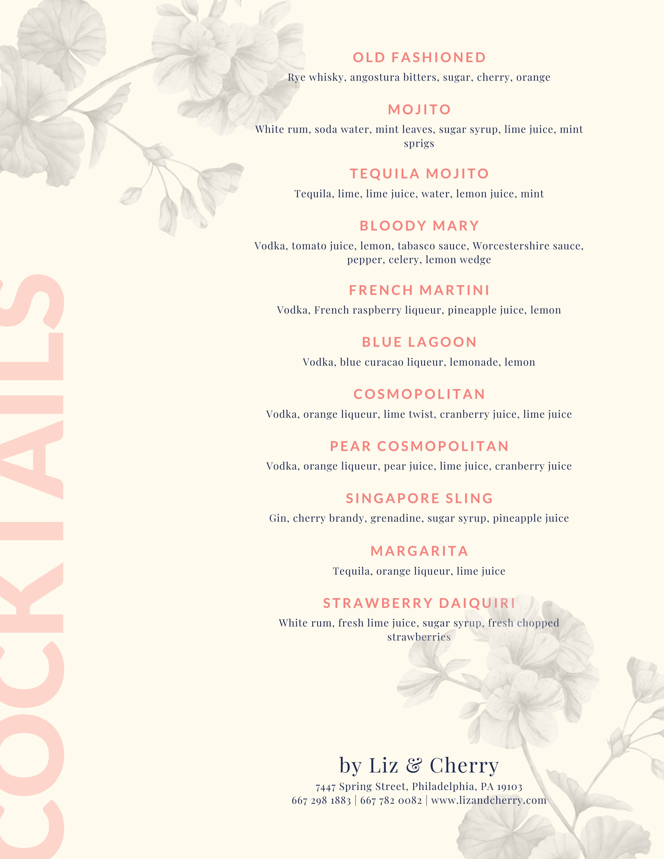 Custom Cocktail Menu - Etsy