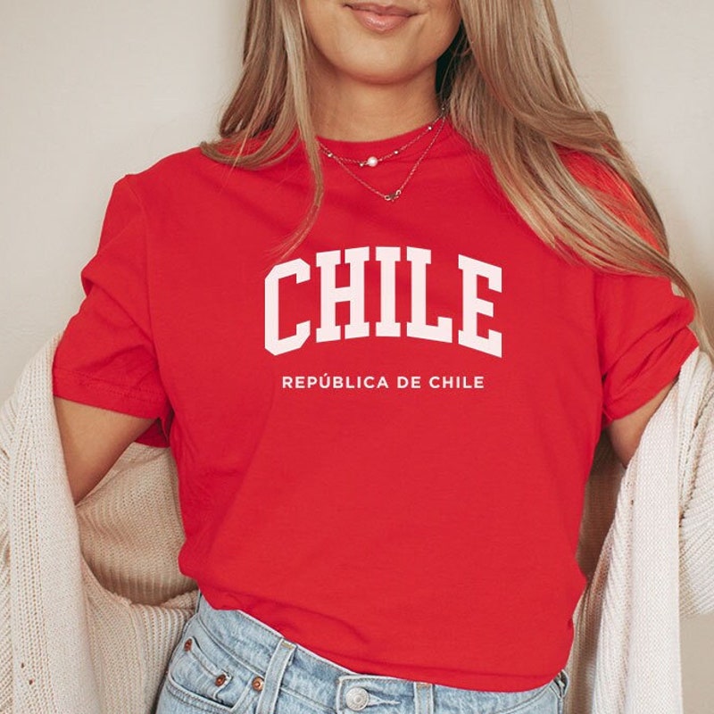 T Shirt With Flag of Chile - Etsy