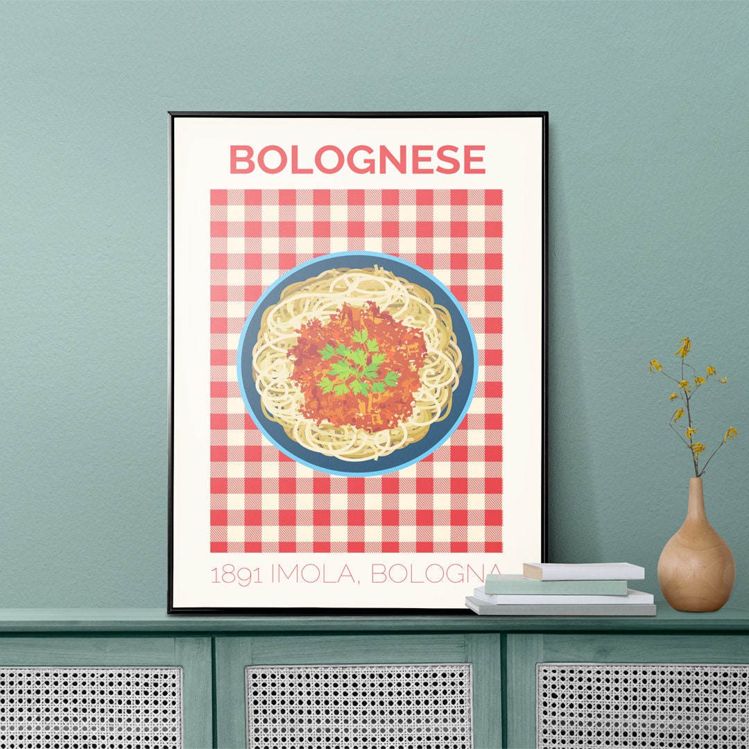 Pasta Poster, Spaghetti Bolognese Poster, Italian Poster, Kitchen Wall ...