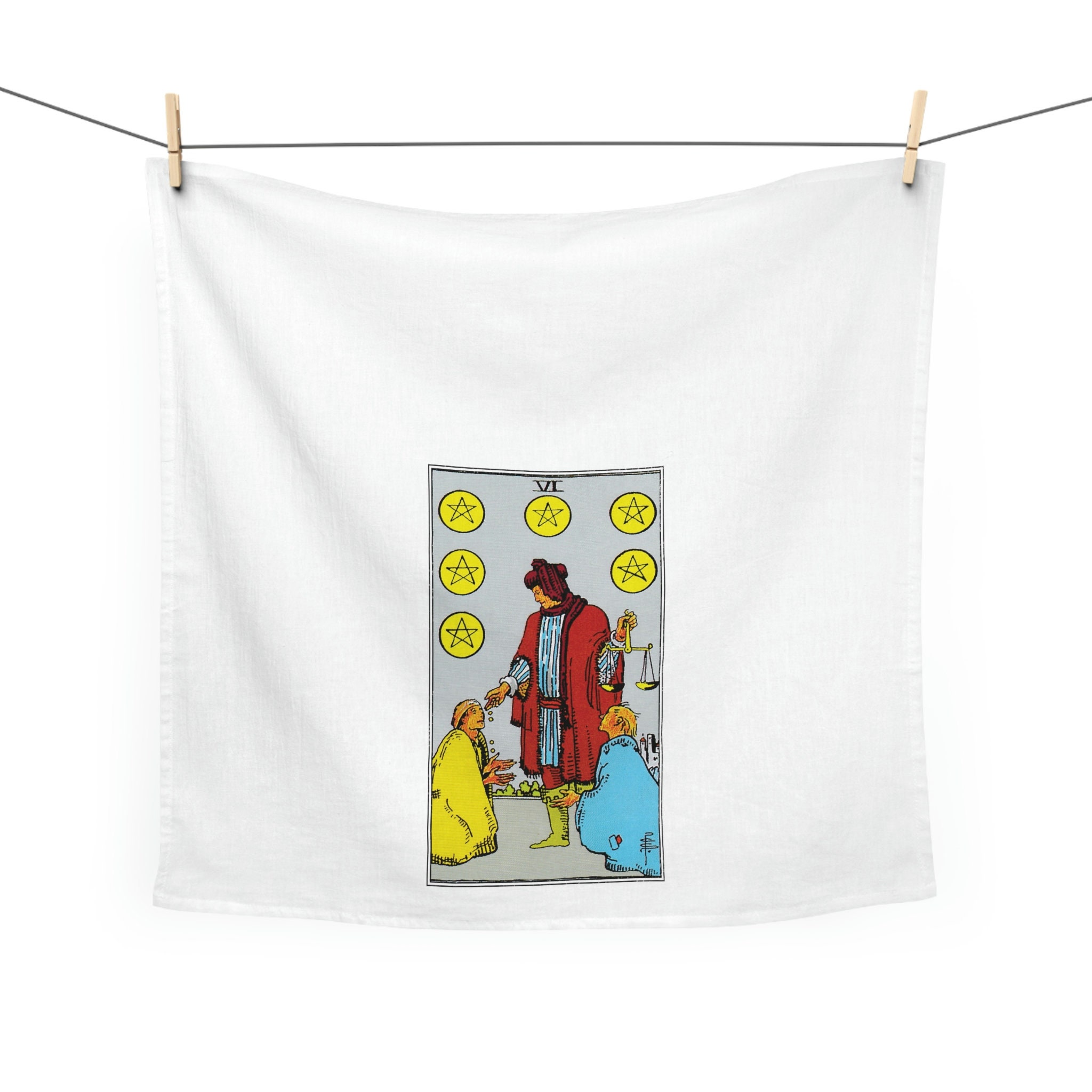 The Six of Pentacles Tarot Card Tea Towel Goth Kitchen Decor - Etsy