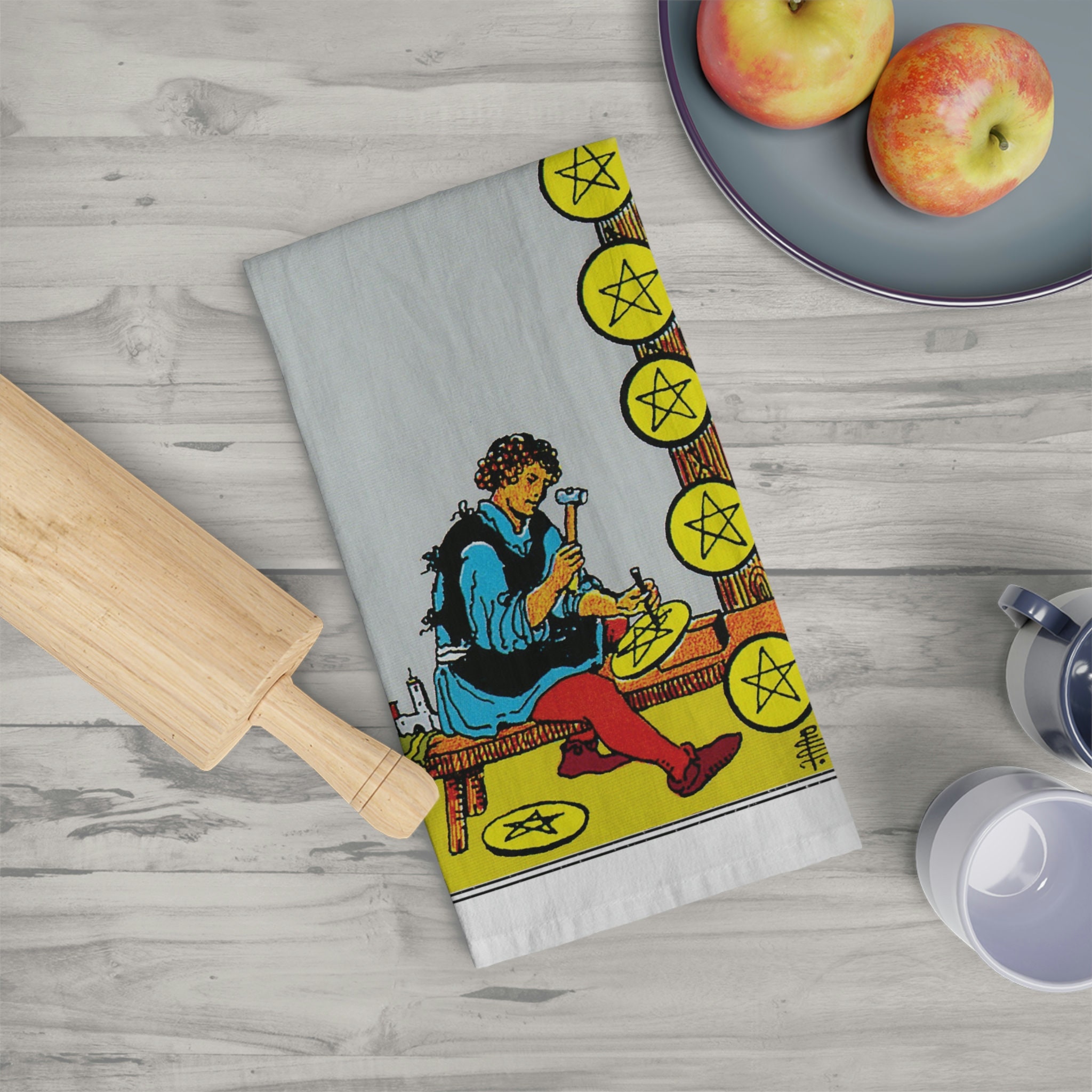 The Eight of Pentacles Tarot Card Tea Towel Goth Kitchen Decor - Etsy