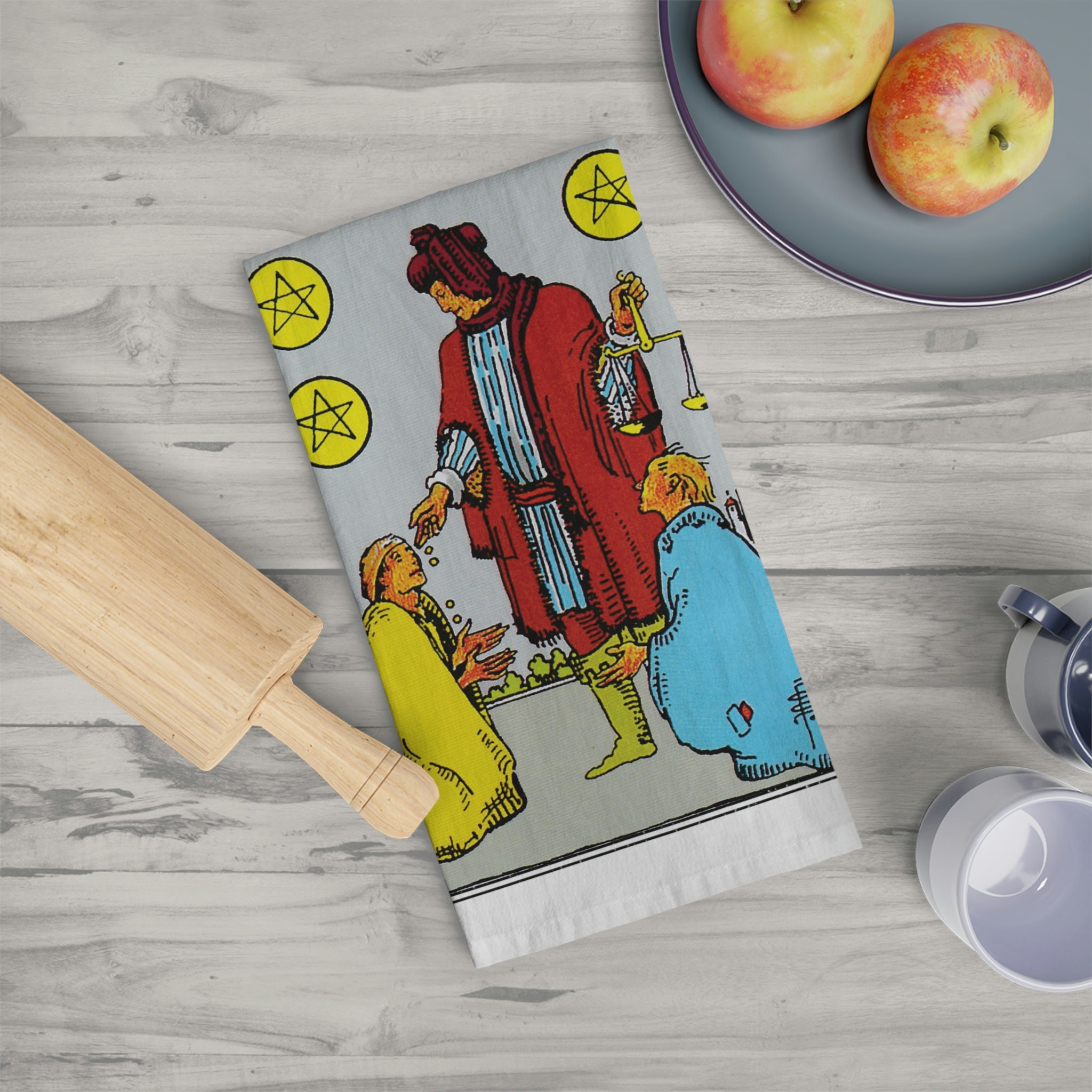 The Six of Pentacles Tarot Card Tea Towel Goth Kitchen Decor - Etsy