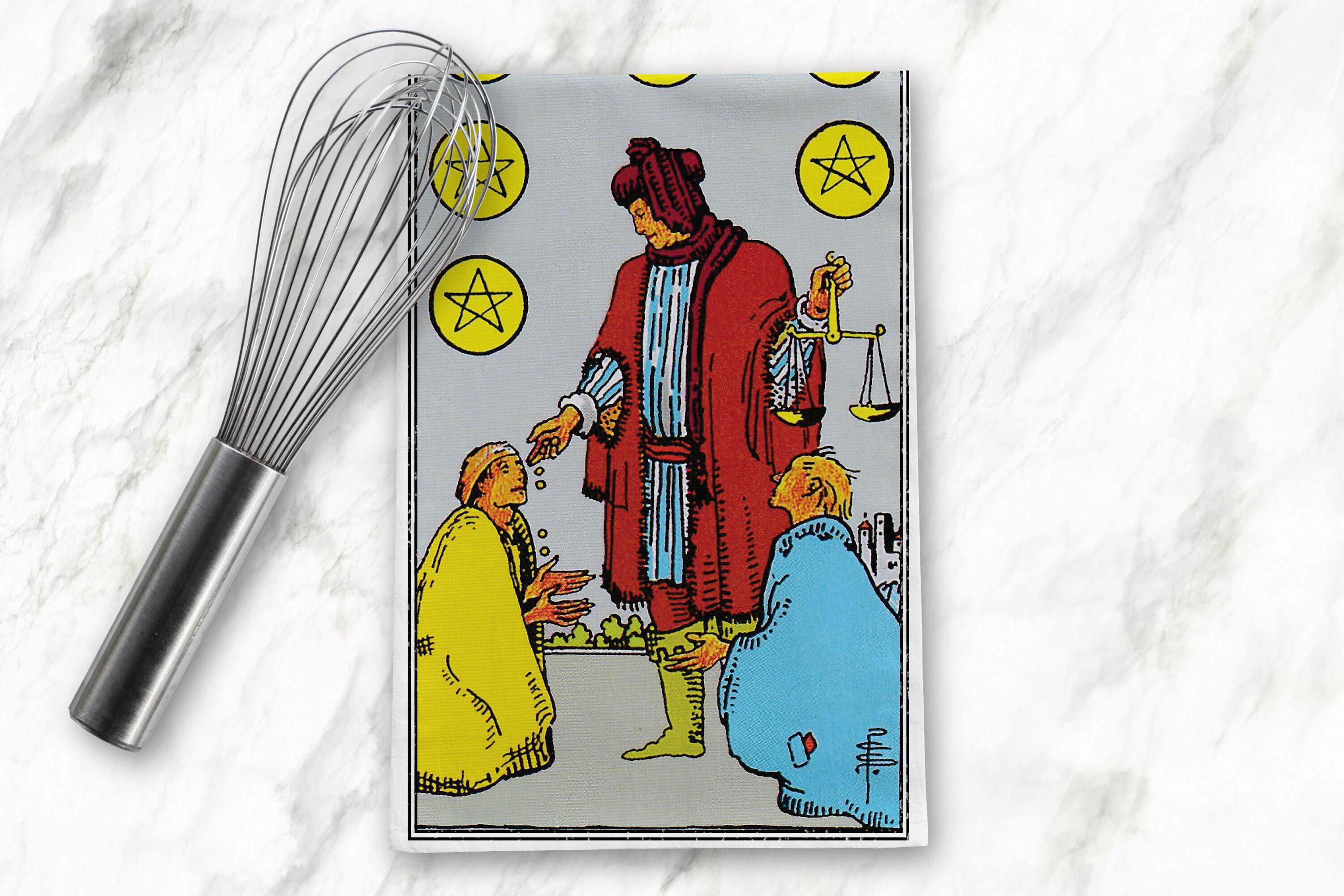 The Six of Pentacles Tarot Card Tea Towel Goth Kitchen Decor - Etsy